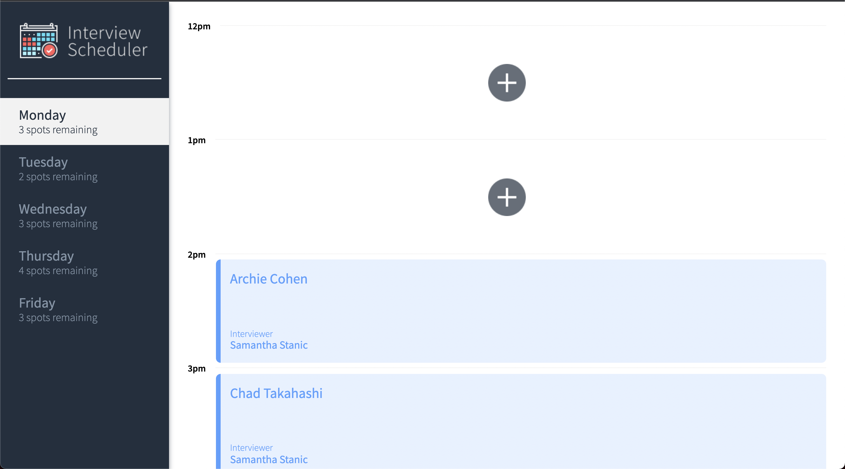 Interviewer Scheduler
